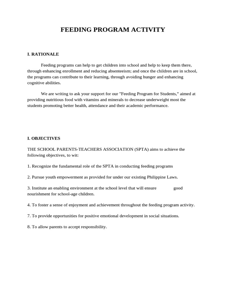 Feeding Program Activity | PDF