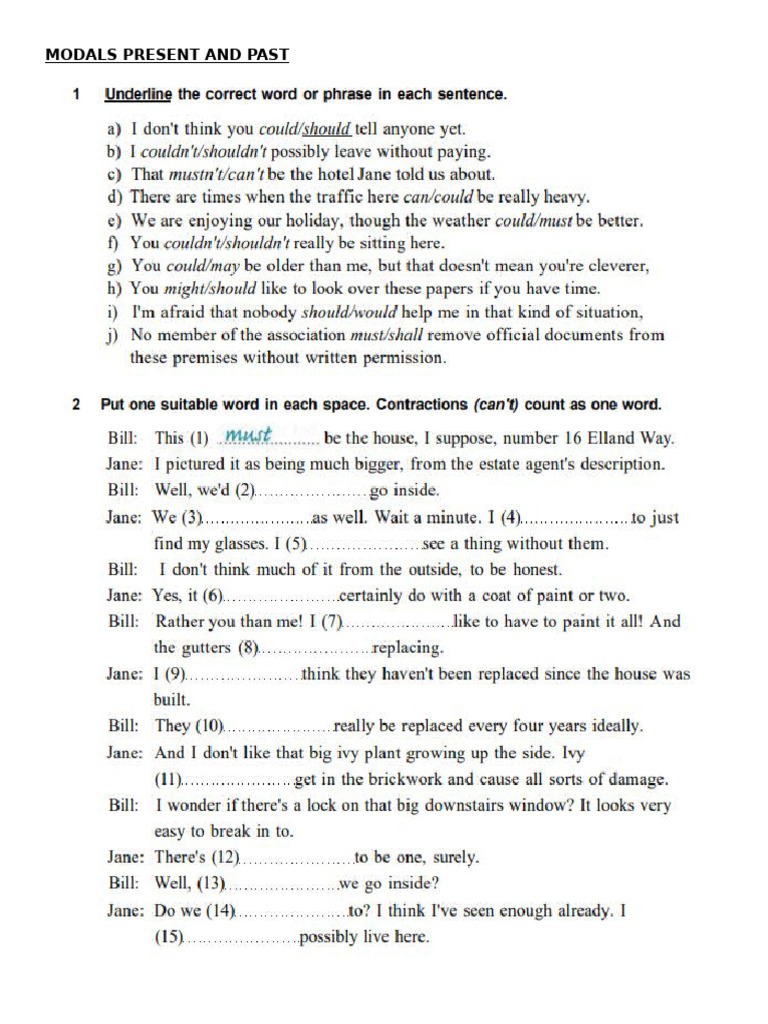 Modals Present and Past C! | PDF