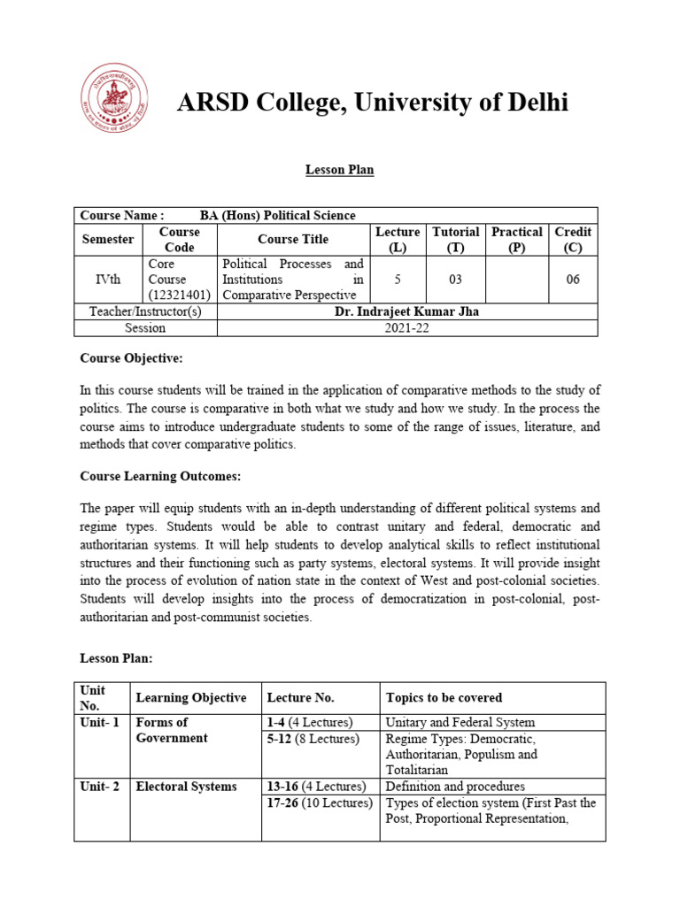Lesson Plan CGP 2021 22 Indrajeet Kumar Jha | PDF | Lecture | Lesson Plan