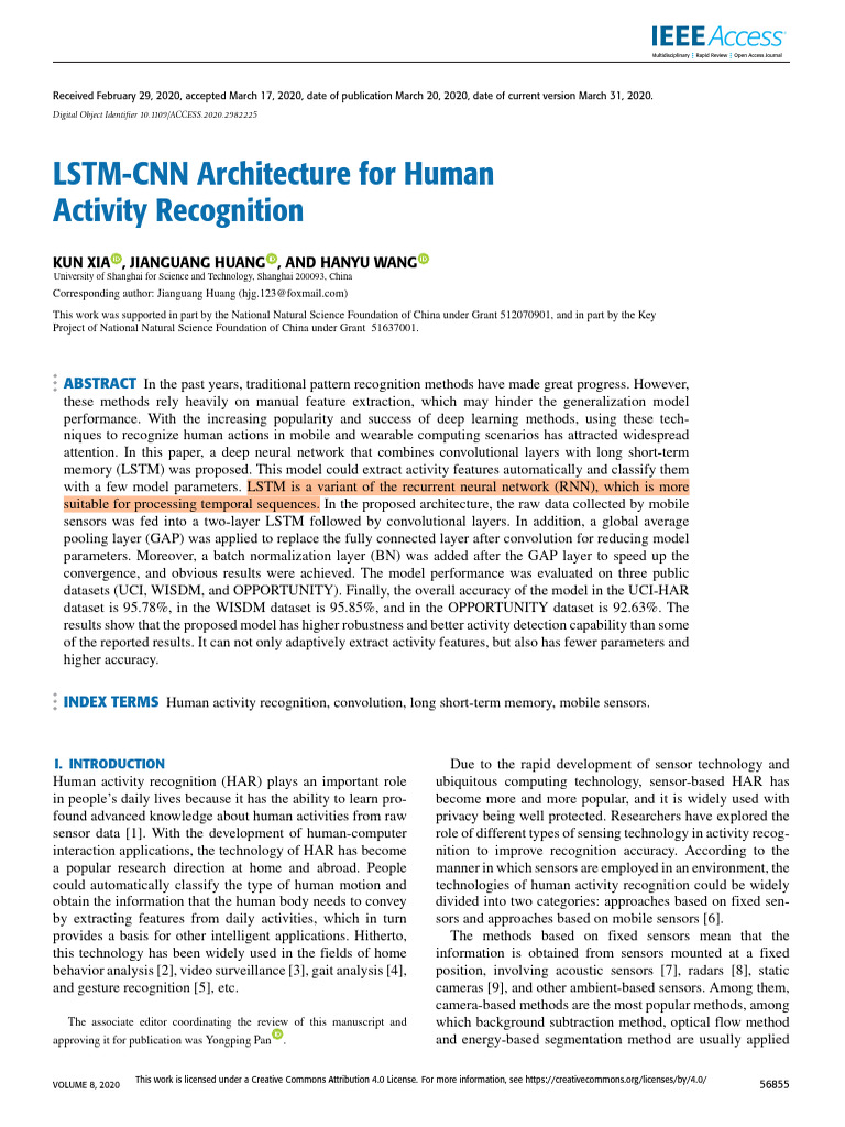 LSTM-CNN for Human Activity Recognition | PDF | Deep Learning ...