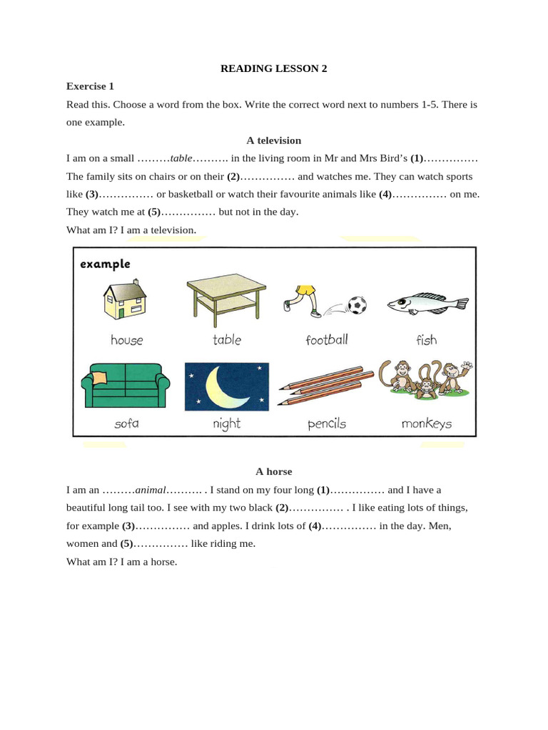 Reading Lesson 2 | PDF