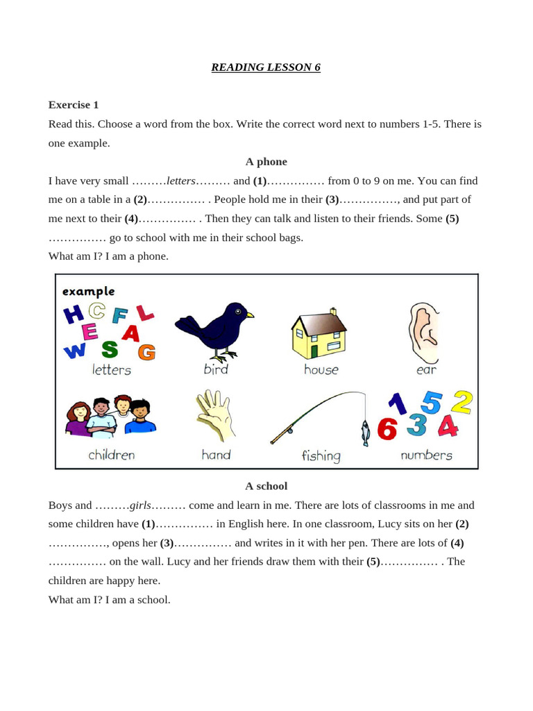 Reading Lesson 6 | PDF