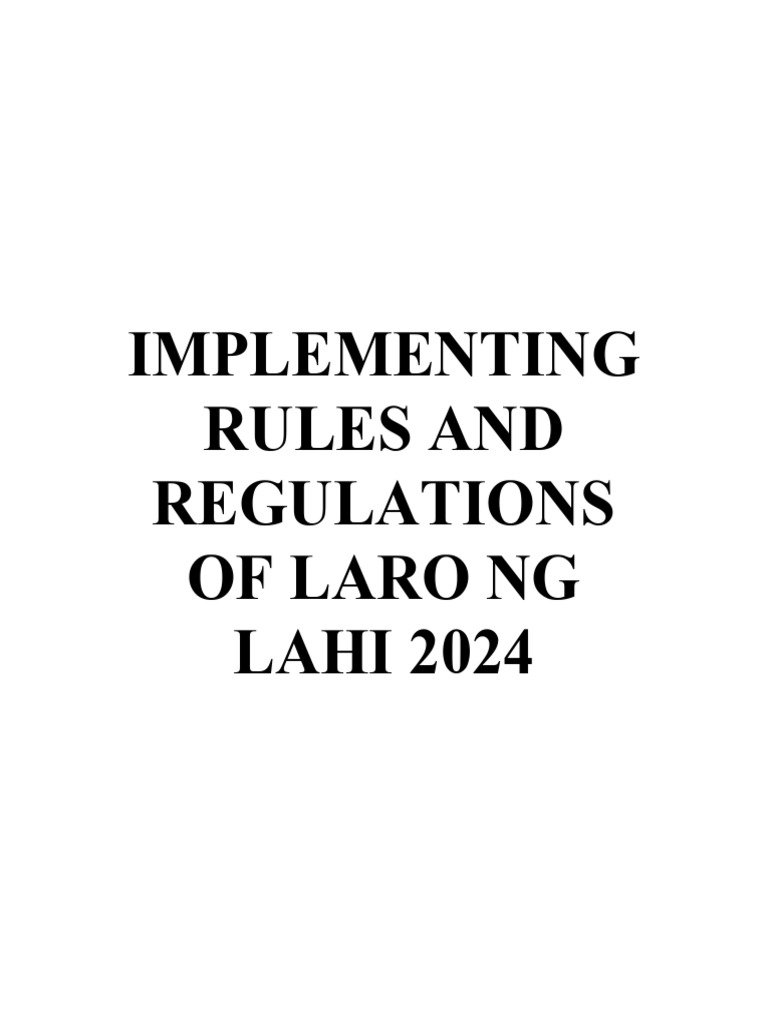 Implementing Rules and Regulations of Laro NG Lahi | PDF