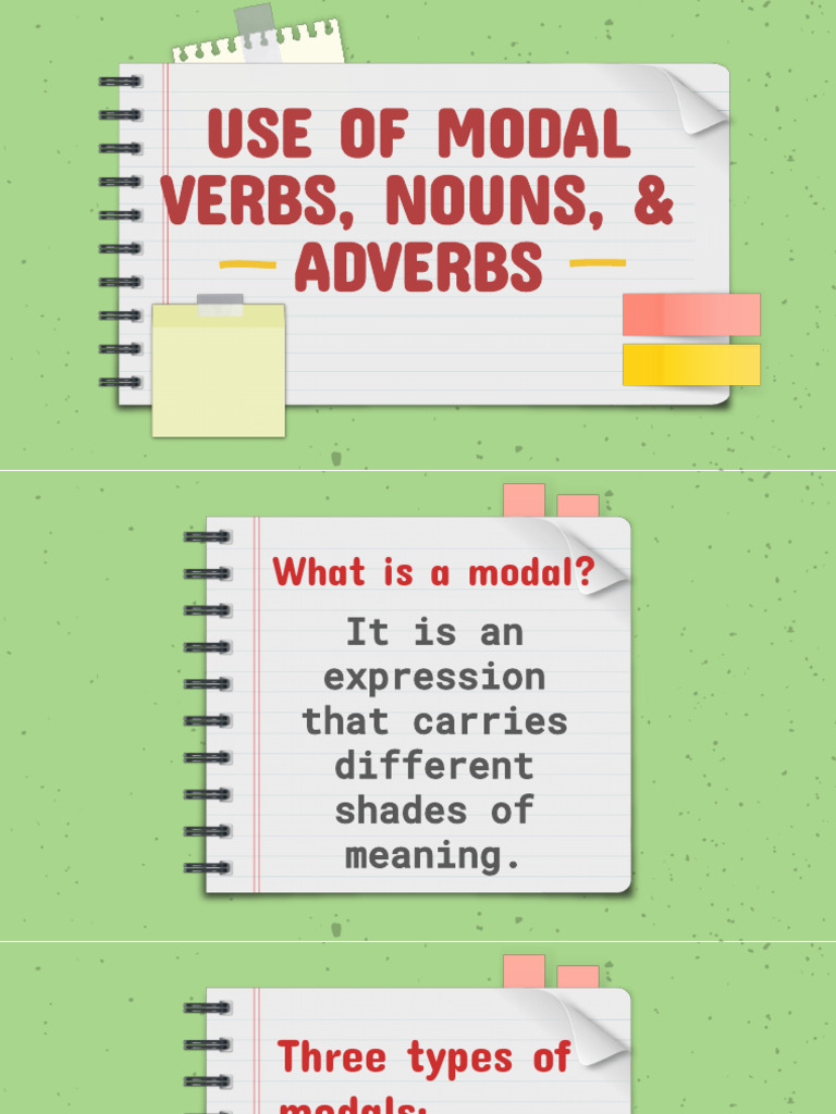 Q1 Mod3 Use of Modal Verbs Nouns and Adverbs | PDF | Verb | Adverb