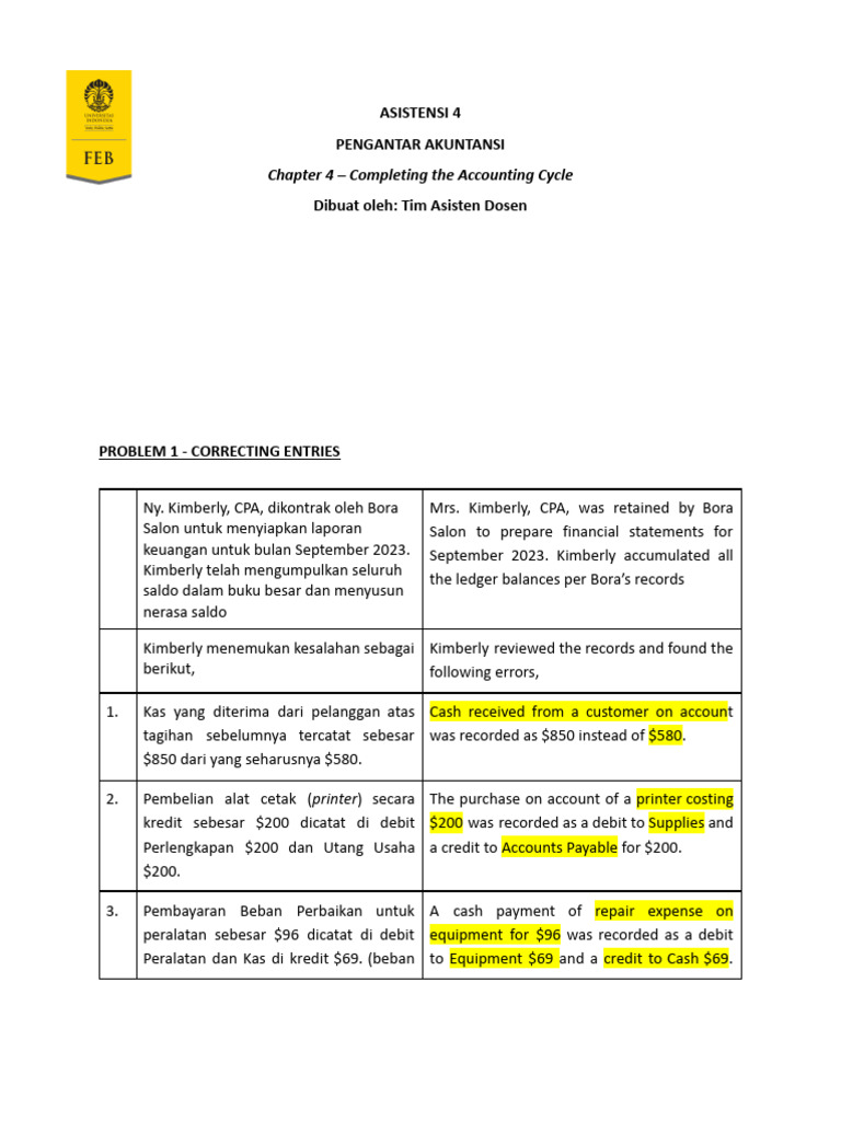 01 Problem Week 4 Pa 2023 2024 Pdf Debits And Credits Accounting