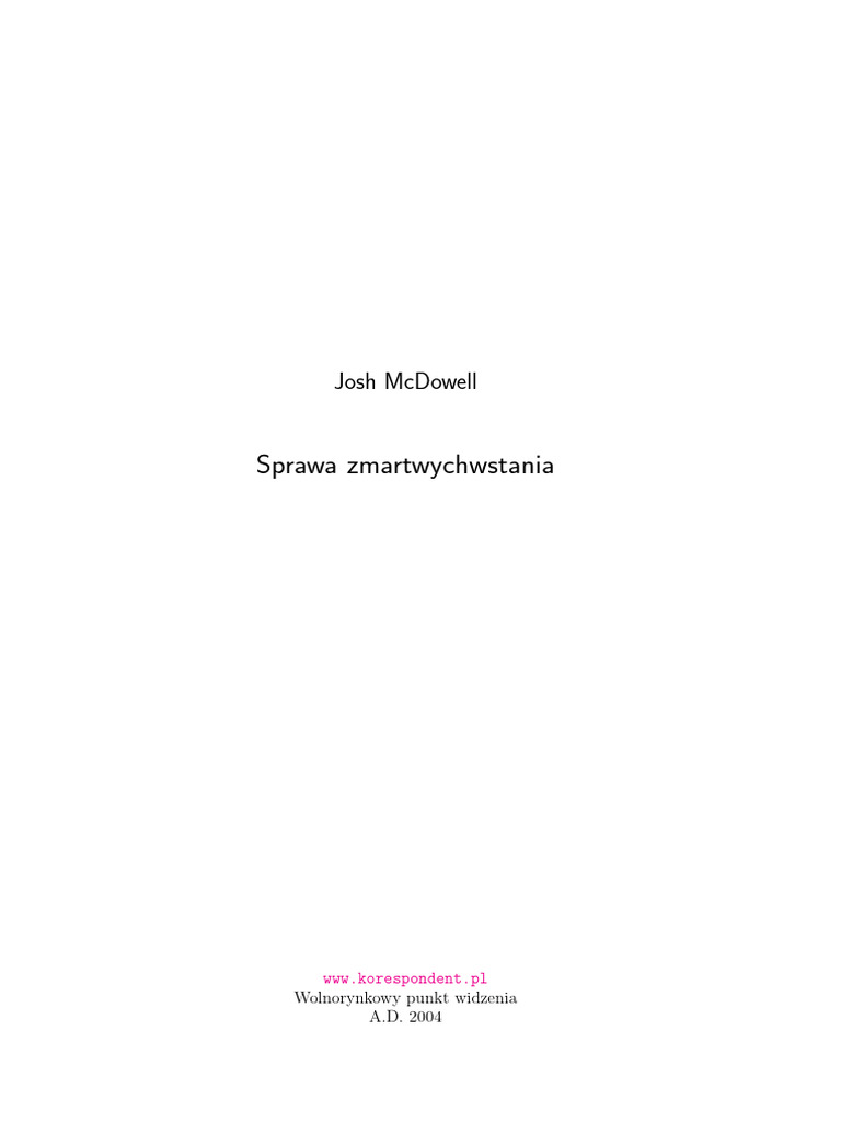 Josh McDowell. Sprawa Zmartwychwstania | PDF