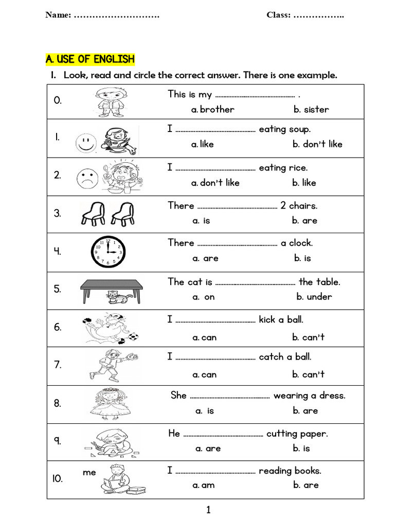 English Practice Worksheet Review | PDF