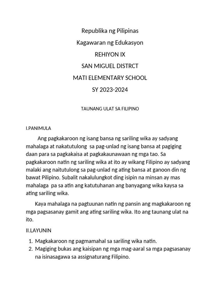 Accomplishment Report in Filipino | PDF