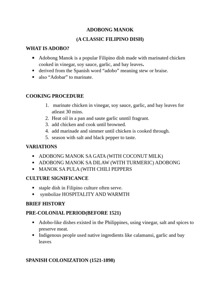 Adobong Manok | PDF | Foods | Cuisine