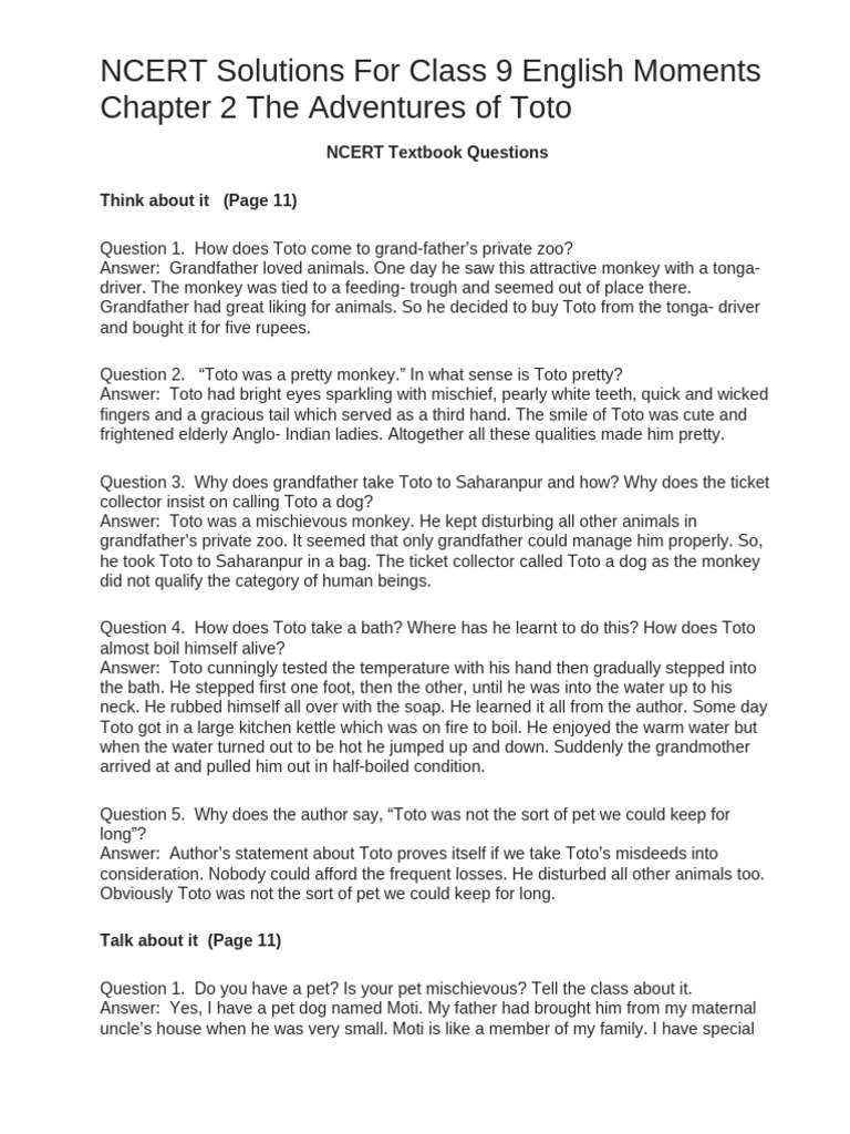 CH 2 The Adventures of Toto | PDF | Pet