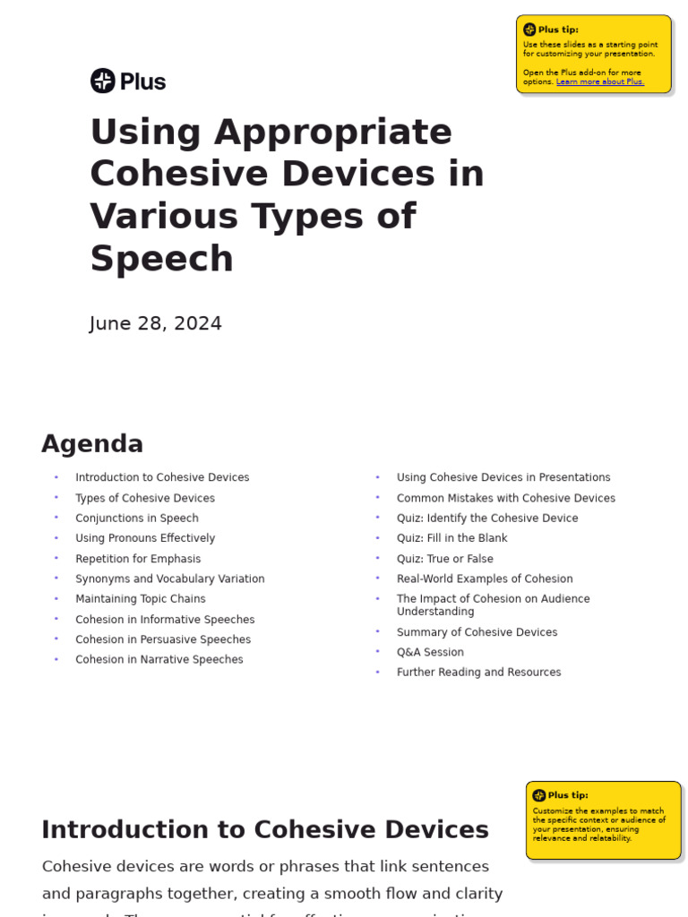 Cohesive Devices in Speech Techniques | PDF | Pronoun | Vocabulary