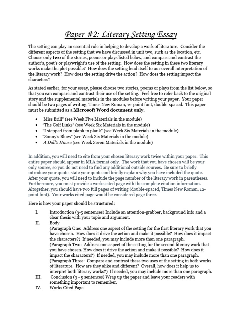 Literary Setting Analysis Guide | PDF | Essays | Written Communication