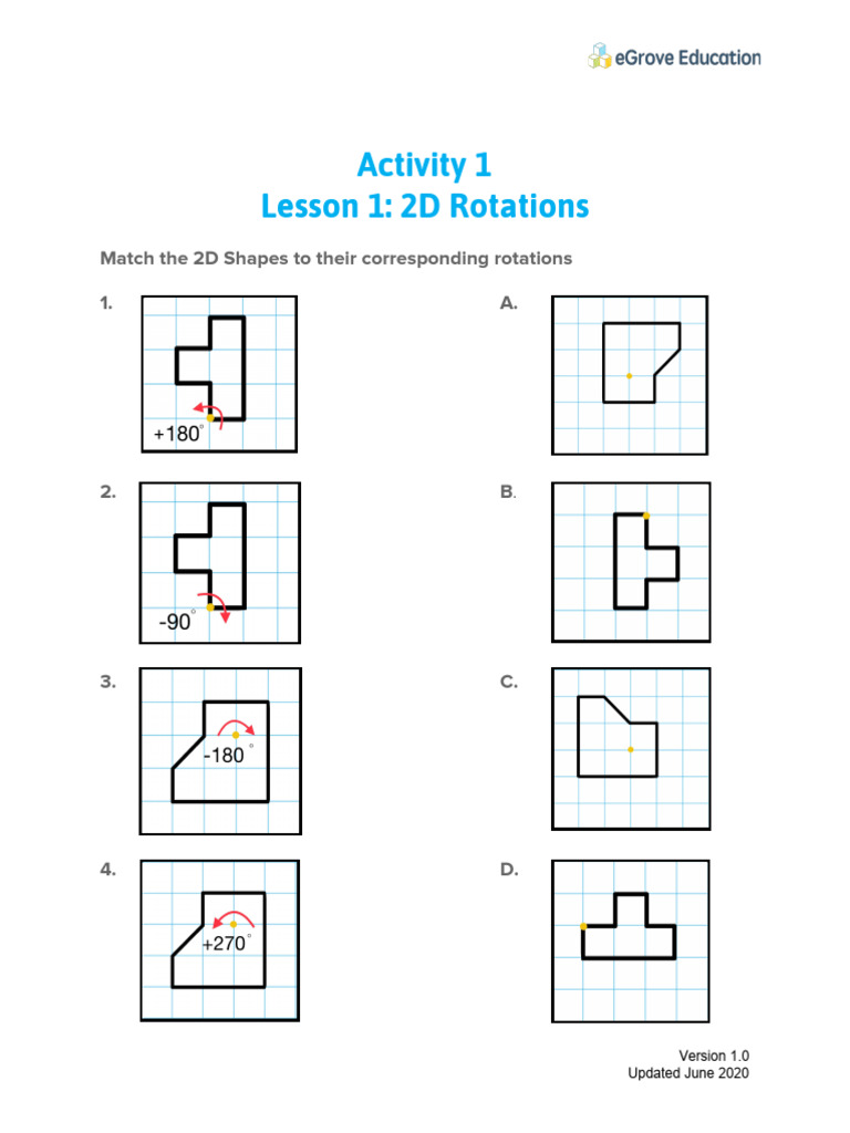 2D Rotations Worksheet 1 | PDF