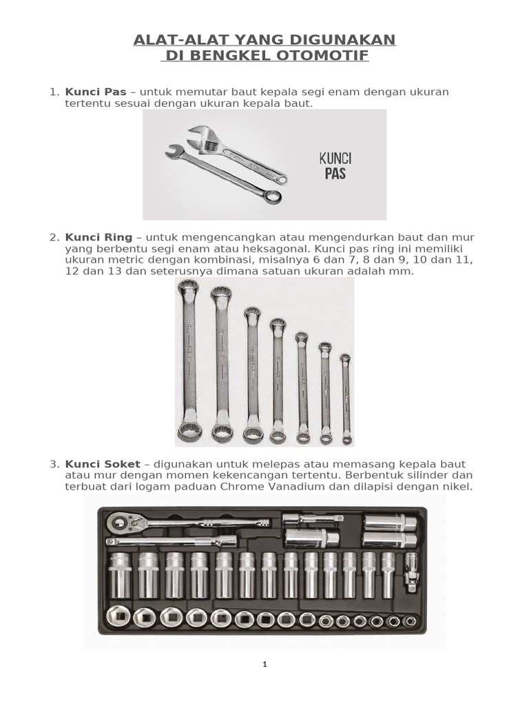 Alat Bengkel Otomotif | PDF