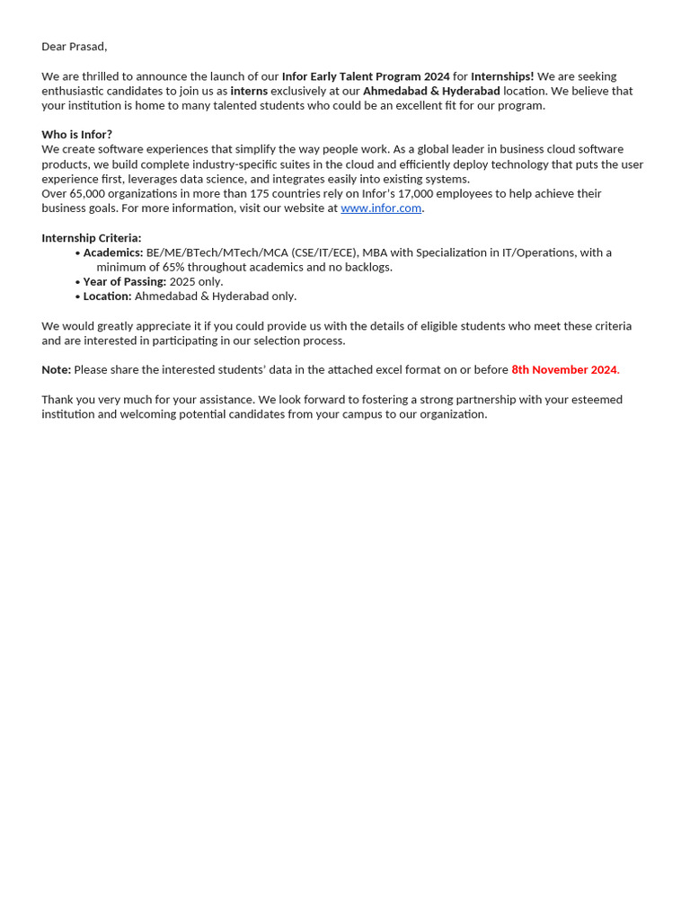 Infor India Private Limited - Pod - Ai | PDF