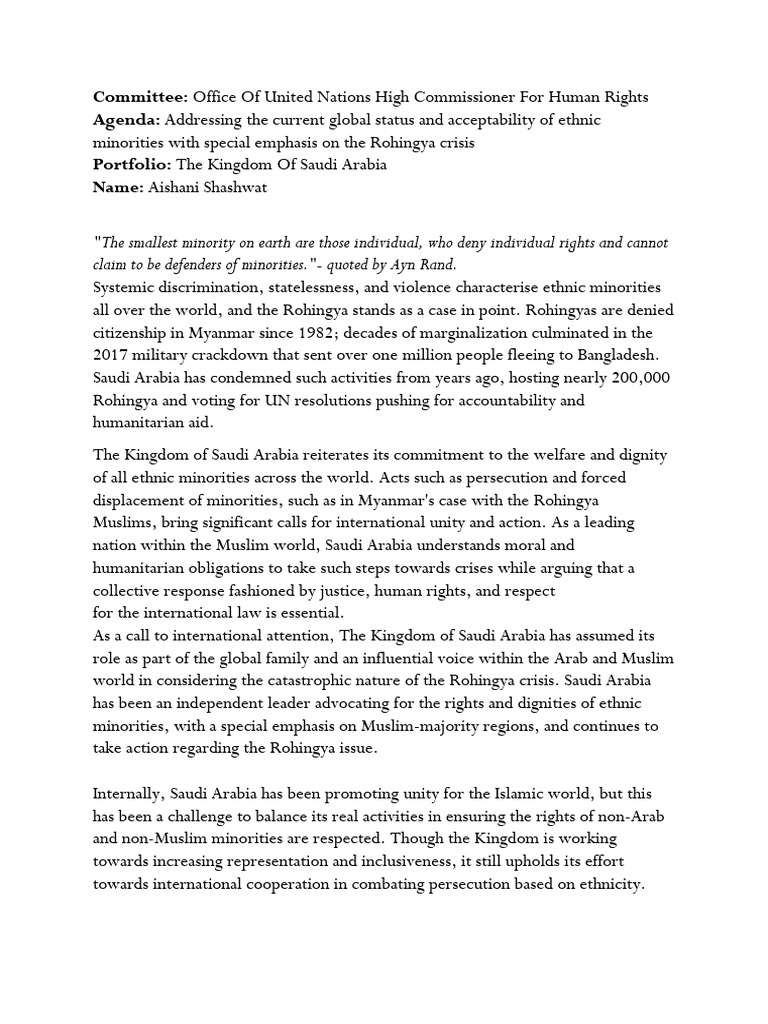Position Paper, Delegate of The Kindom of Saudi Arabia, AISHANI ...