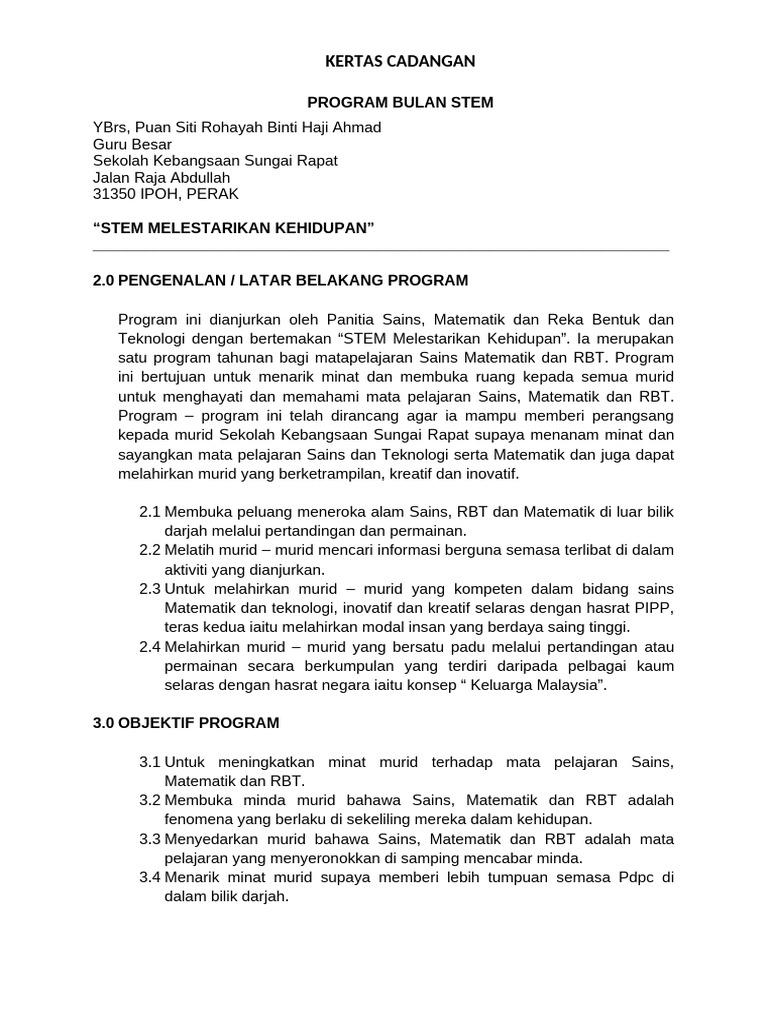 Kertas Kerja Minggu Stem | PDF
