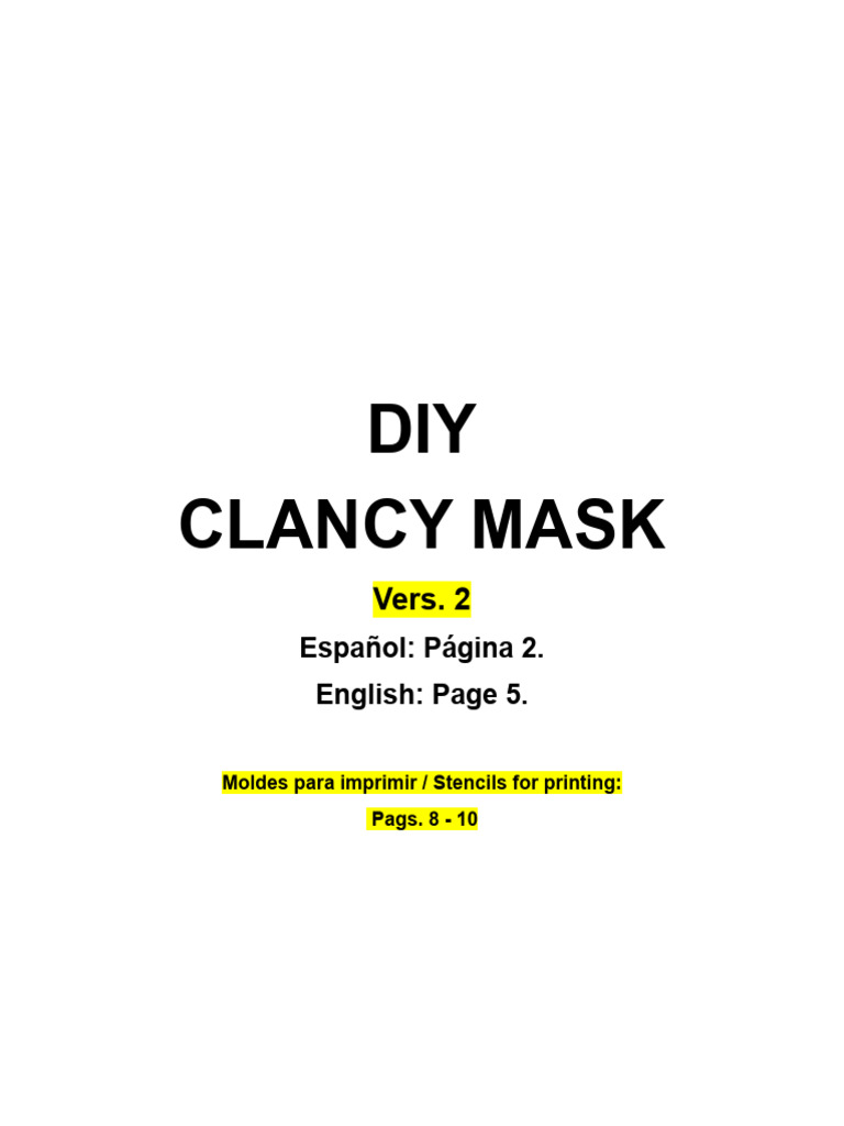 Tutorial DIY para Máscara Clancy | PDF