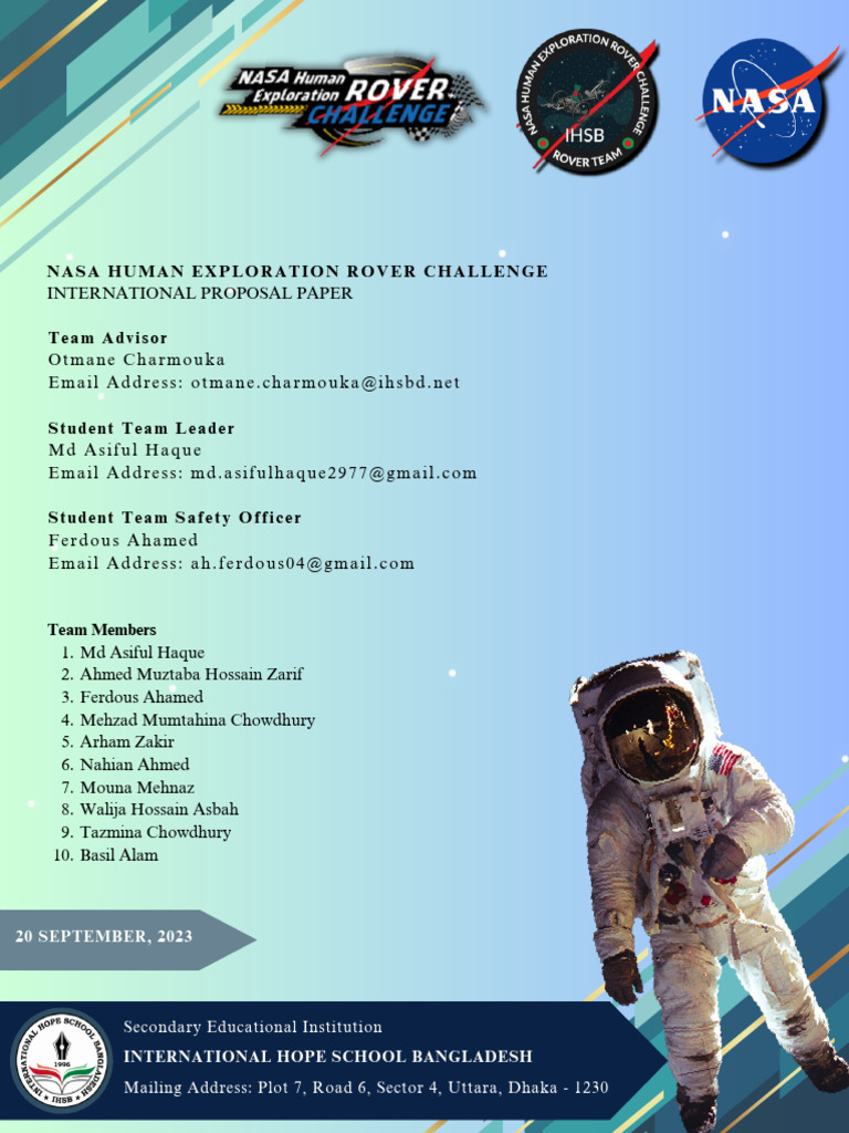 International Hope School Bangaledesh - IHSB Rover Team - 2024 ...