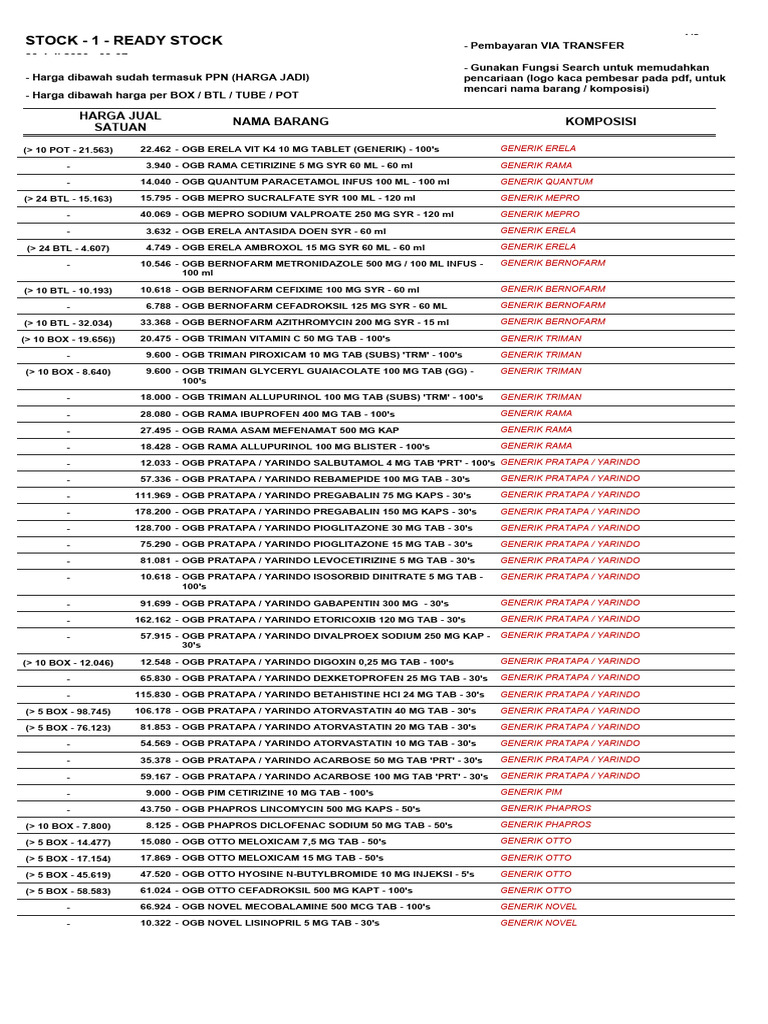 Ogb Generik - 1 | PDF | Pharmacology | World Health Organization