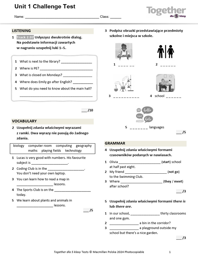 Grade 5 Unit 1 Challenge Test | PDF