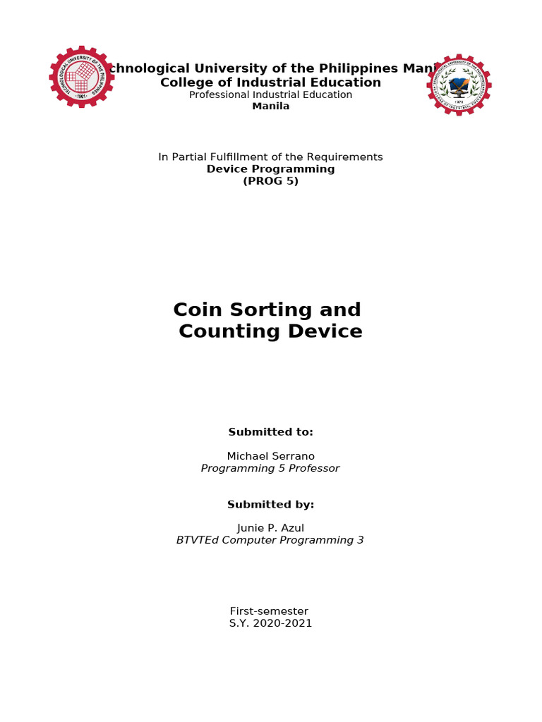 Coin Sorting and Counting Device | PDF | Arduino | Computer Engineering