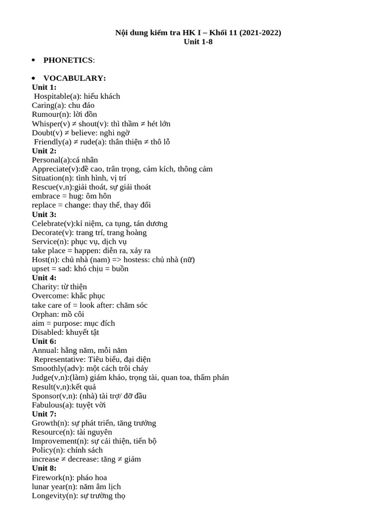 Chinh Thuc NOI DUNG FORMAT DE KIEM TRA HOC KY 1 Khoi 11 2021 2022 | PDF