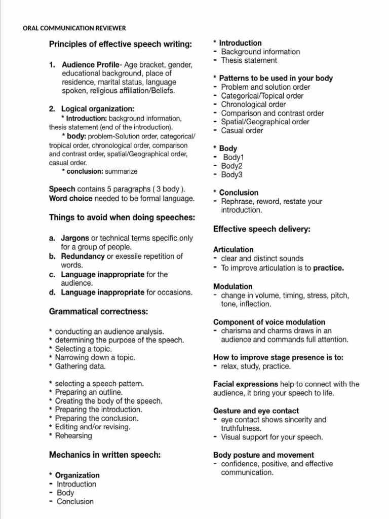 Oral Communication Reviewer | PDF