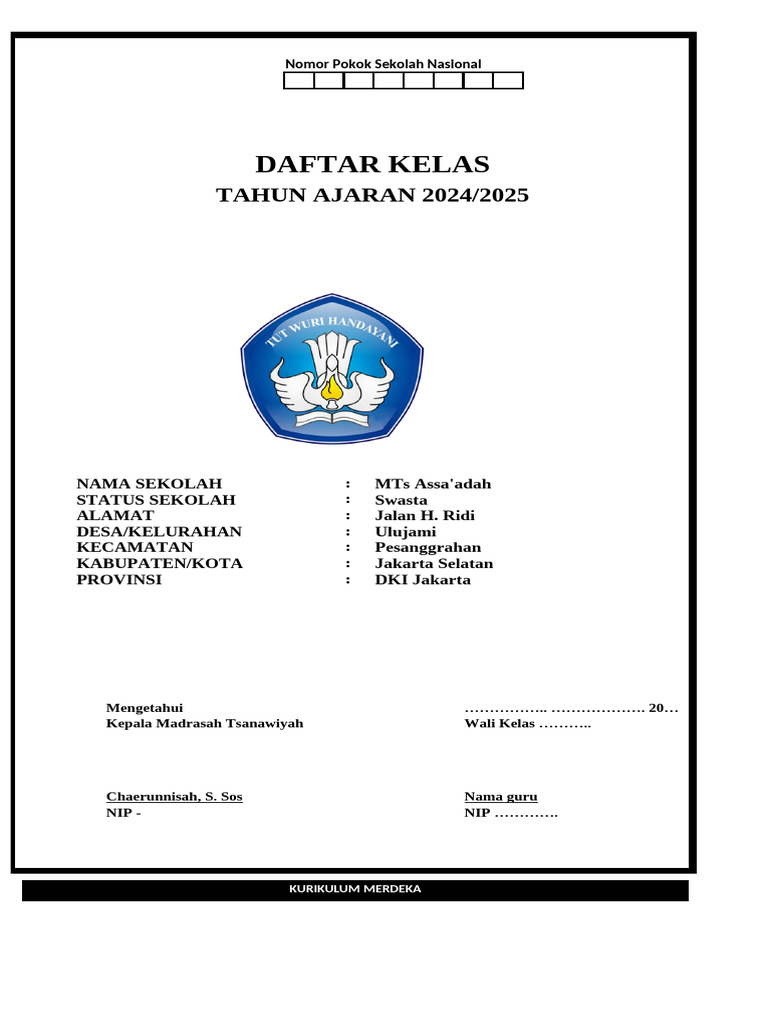 Data Siswa MTs Assa'adah 2024/2025 | PDF