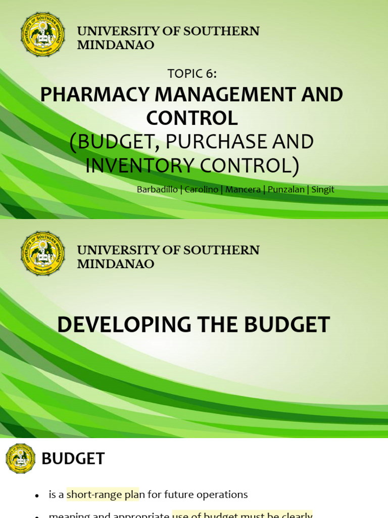 Pharmacy Budget & Inventory Control | PDF | Discounting | Pharmacy