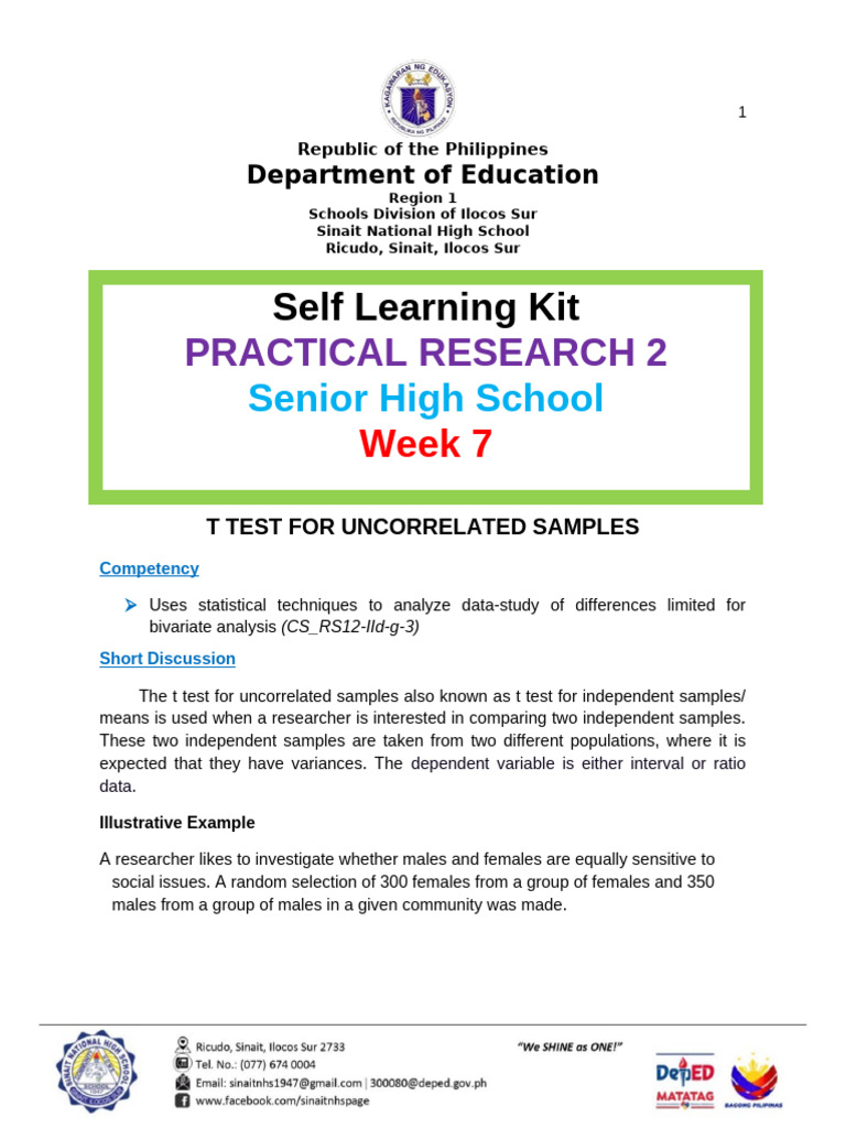 T Test Pdf Student S T Test Variance