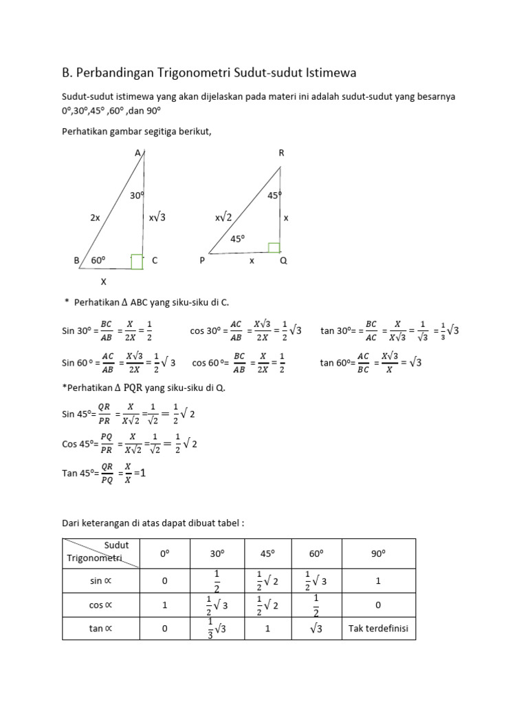 Perbandaingan Trigono Suatu Sudut Istimewa | PDF