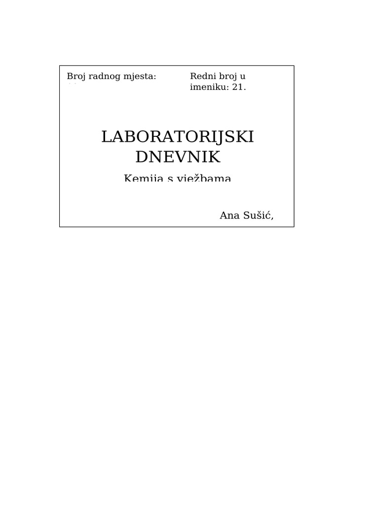 Laboratorijski Dnevnik | PDF