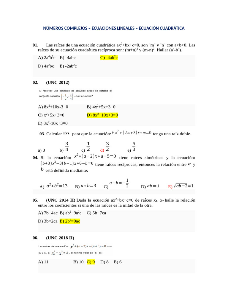 Algebra Cepu - Semana 03 - Vesalius Unc | PDF | Ecuaciones | Número ...