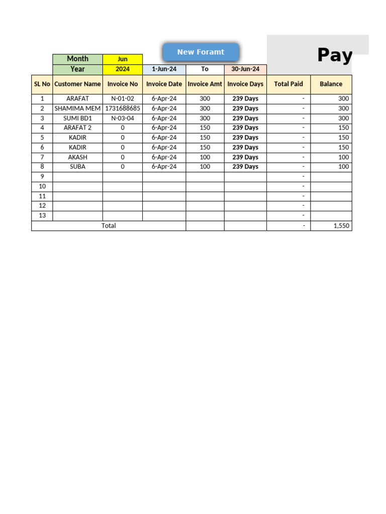 Payment Collection Sheet | PDF