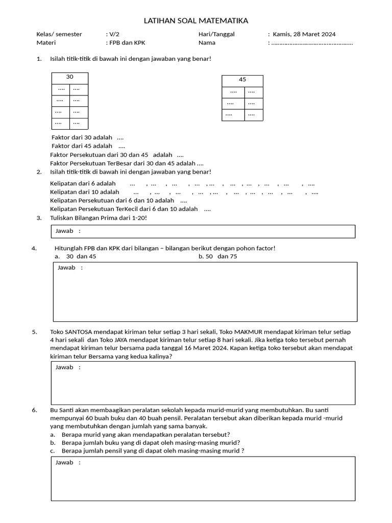 Tugas MTK FPB Dan KPK | PDF