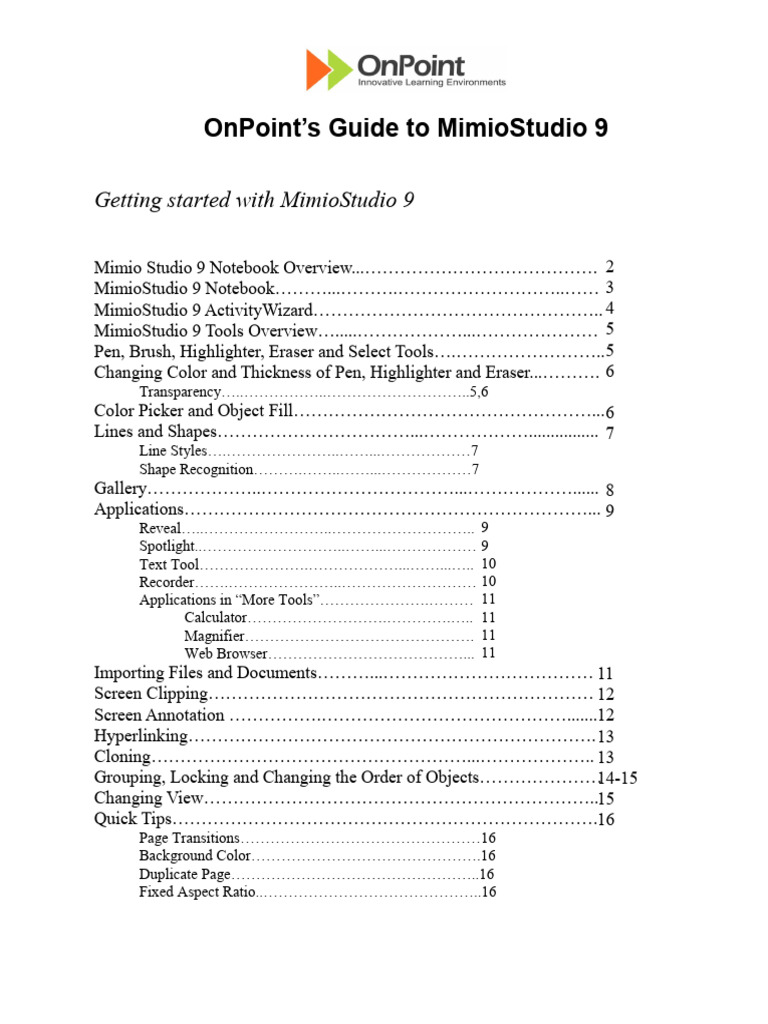 Mimio 9 SW Manual | PDF | Hyperlink | Graphical User Interfaces