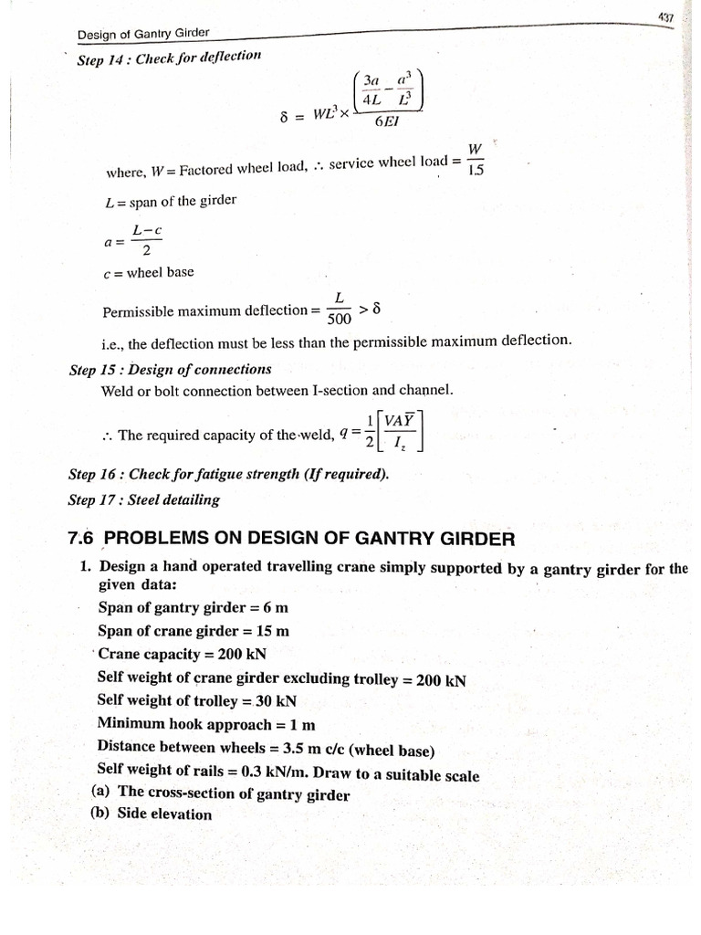 DRSS Gantry Girder Problem 1 | PDF