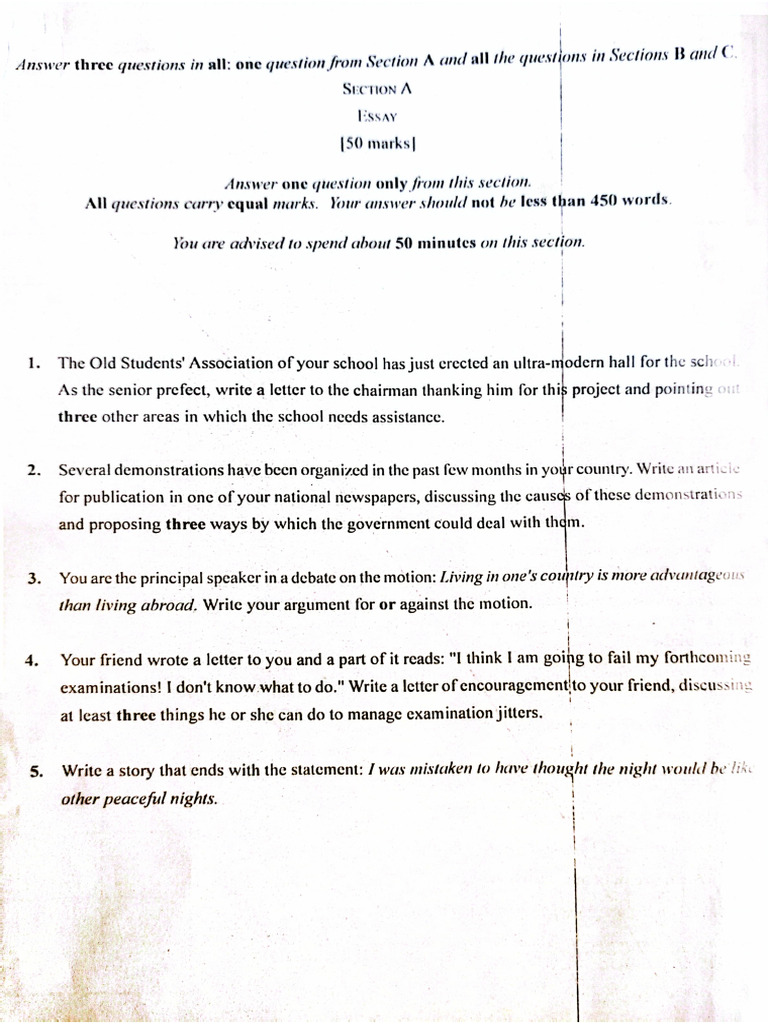 2024 English Language Wassce Question | PDF