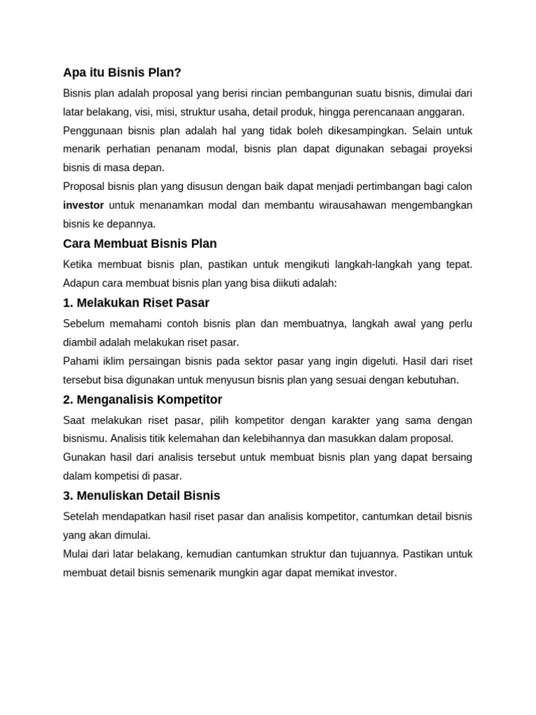 Panduan Lengkap Membuat Bisnis Plan | PDF