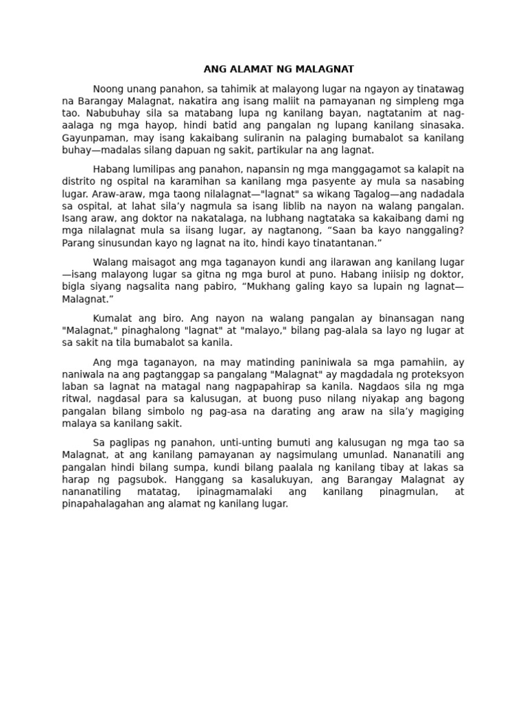 Ang Alamat NG Malagnat | PDF