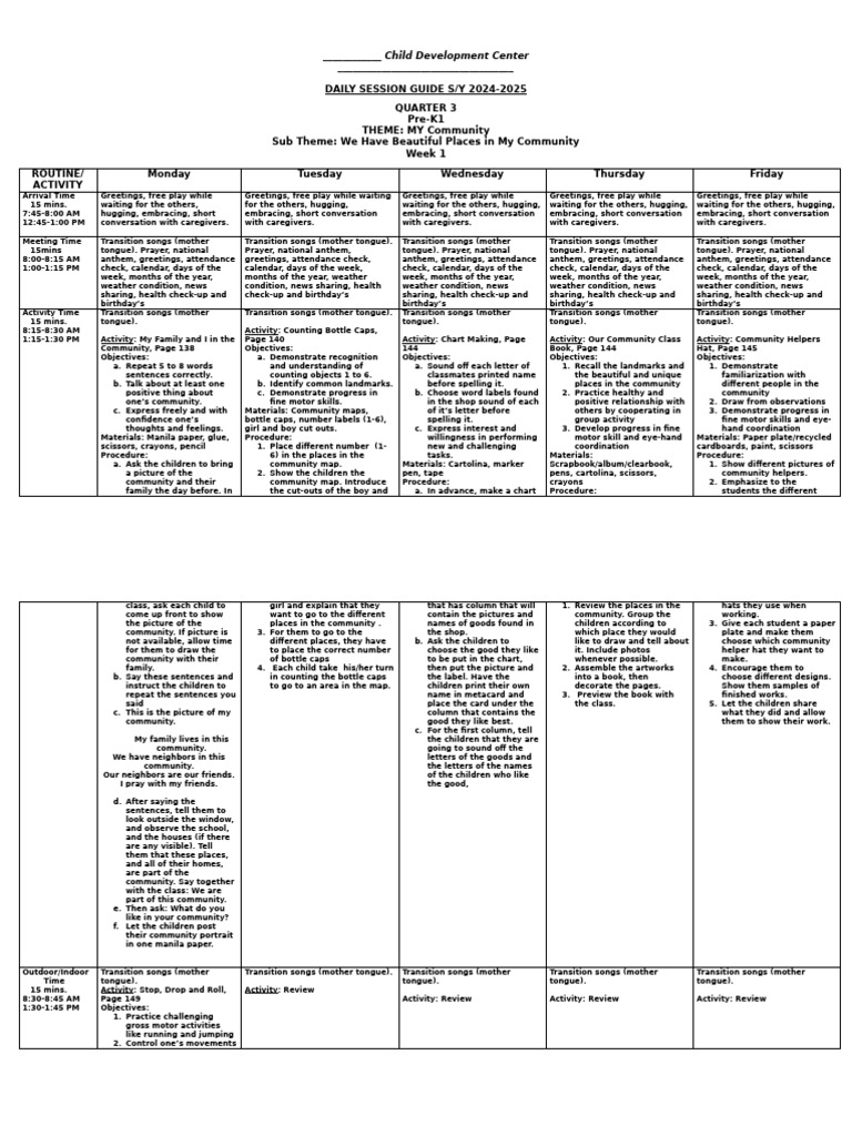 Pre-K1 Community Session Guide 2024-2025 | PDF | Letter Case | Hygiene