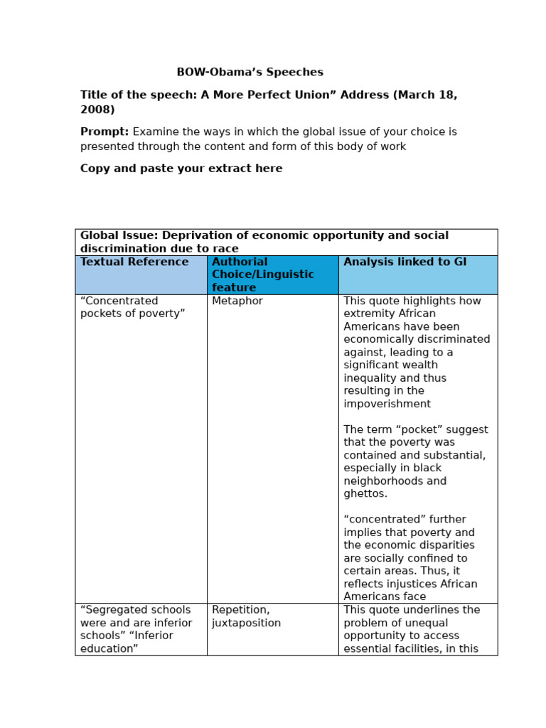 Obama - Speeches - Graphic Organizer-2 | PDF | Poverty | Poverty ...