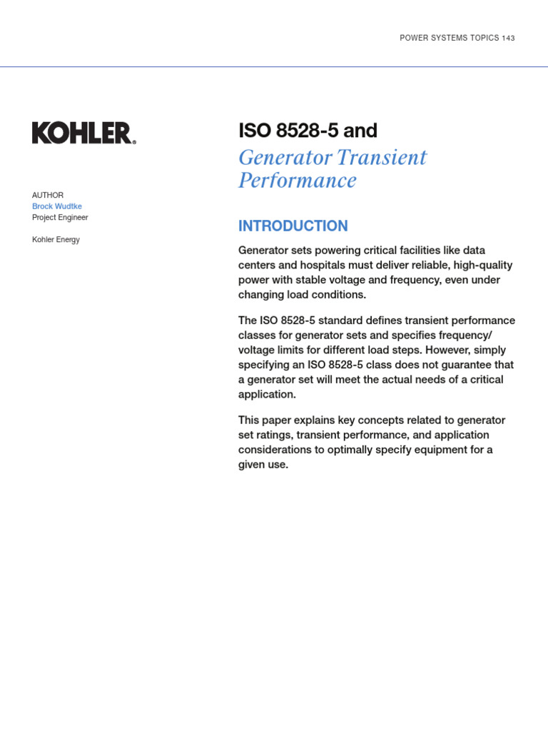ISO 8528-5 and Generator Transient Performance - WP | PDF | Electric ...