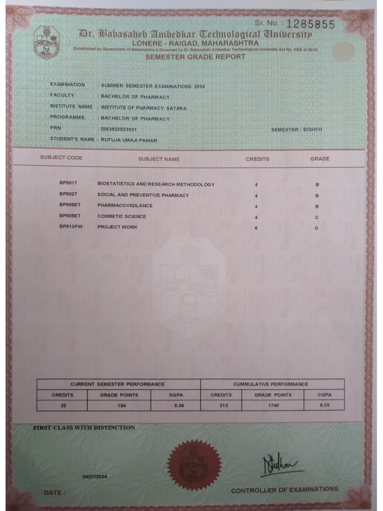 Sem 8 Original Result | PDF