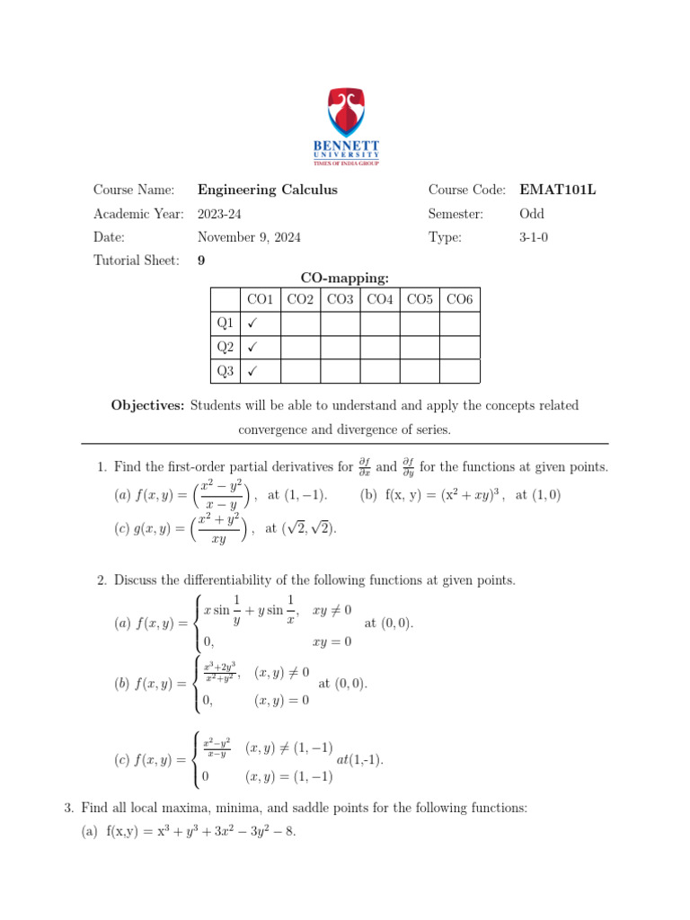 Tutorial 9 | PDF | Mathematical Physics | Mathematical Objects