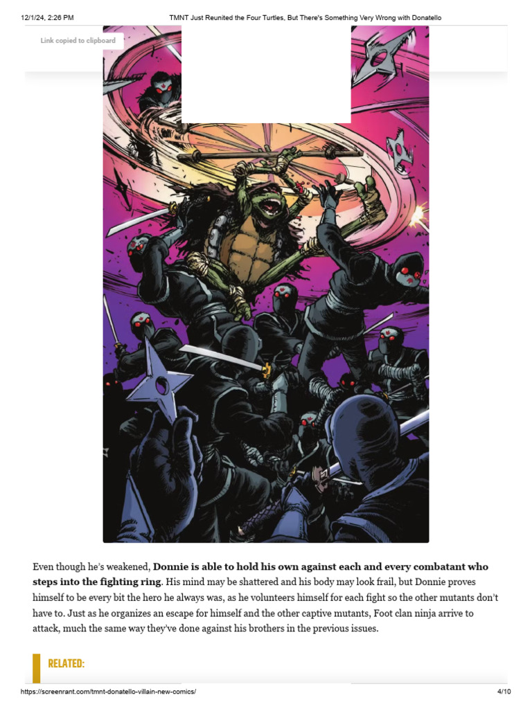 Donatello's Heroic Stand in TMNT Comics | PDF