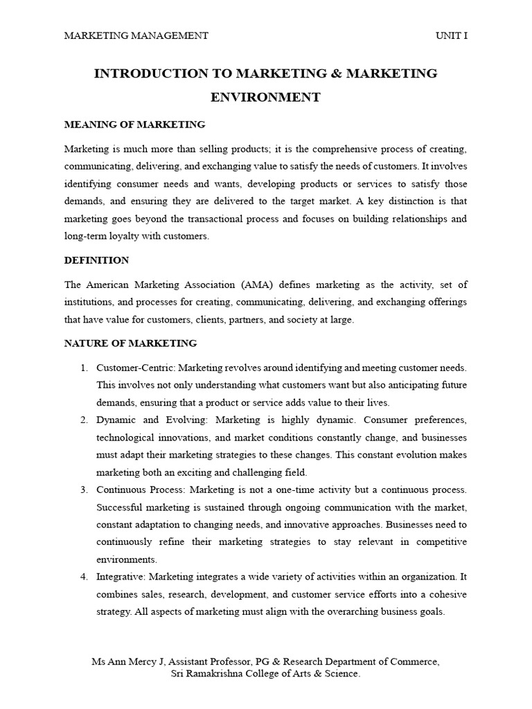 Introduction To Marketing Management | PDF | Marketing | Pricing