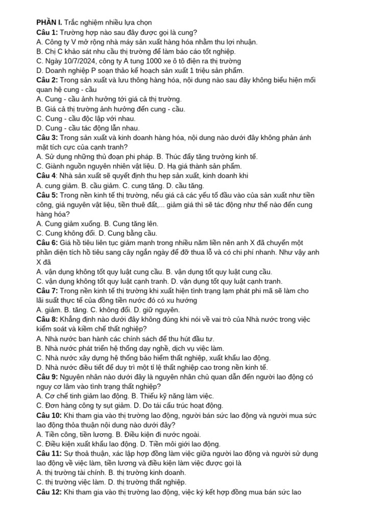 Trắc nghiệm GDKTPL | PDF