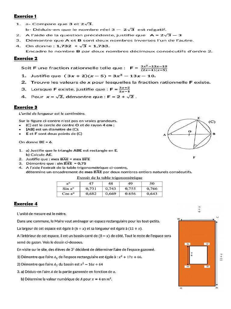 Sujet Math 1 | PDF